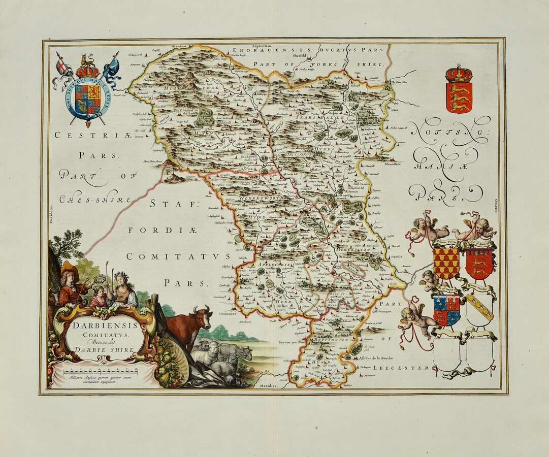 Derbyshire Antique Maps, Old Maps of Derbyshire, Vintage Maps of ...