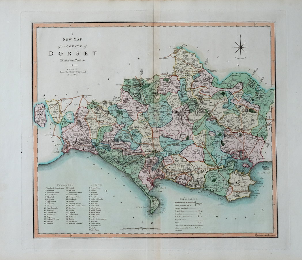 Dorset Antique Maps, Old Maps of Dorset, Vintage Maps of Dorset, UK