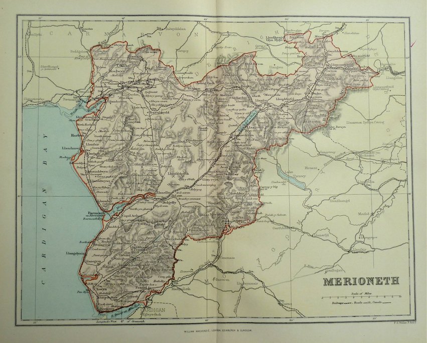 Maps of Merioneth now part of Snowdonia / Gwynedd
