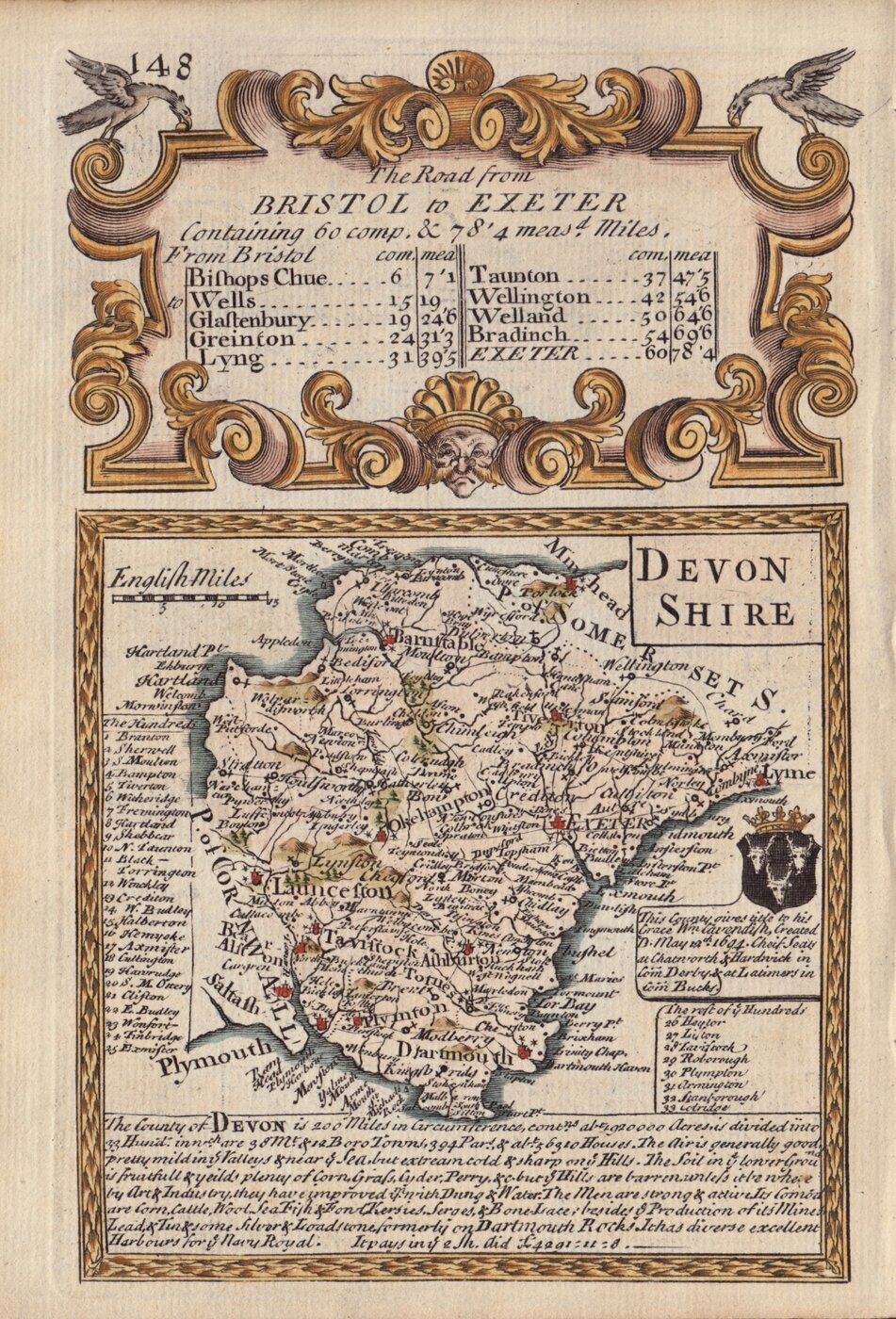 Devon Antique Maps, Old Maps of Devon, Vintage Maps of Devon, UK