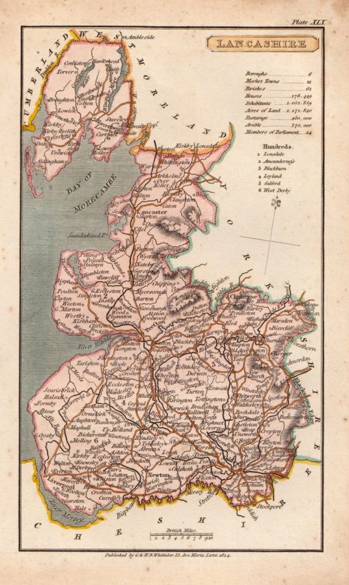Lancashire Antique Maps, Old Maps of Lancashire, Vintage Maps of ...