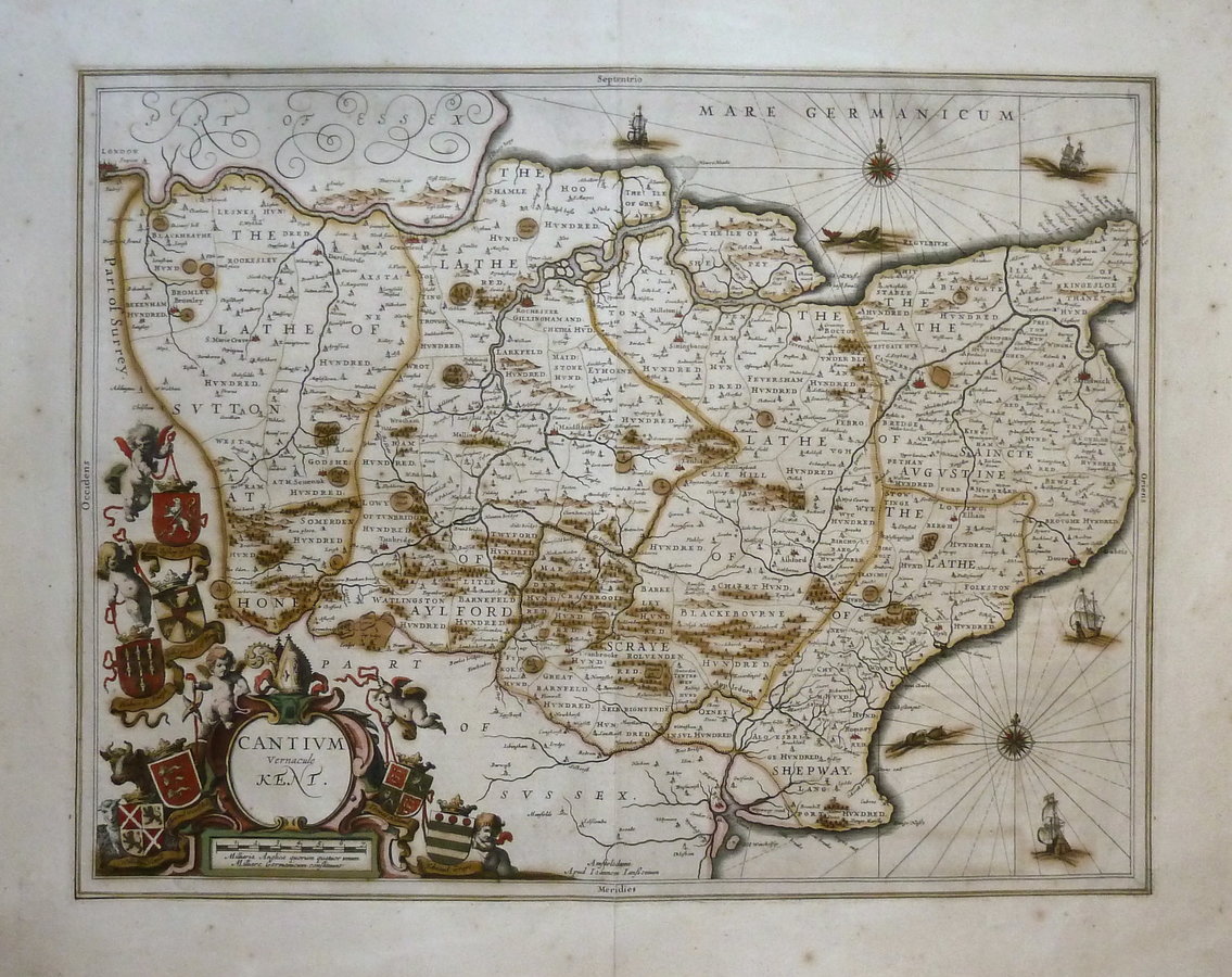 Kent Antique Maps, Old Maps of Kent, Vintage Maps of Kent, UK