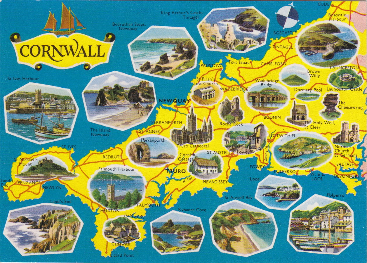 Cornwall Antique Maps, Old Maps of Cornwall, Vintage Maps of Cornwall, UK
