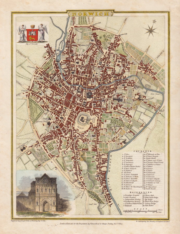 Town Plans, Antique Maps, Vintage Maps, Old Maps, York, St Albans ...