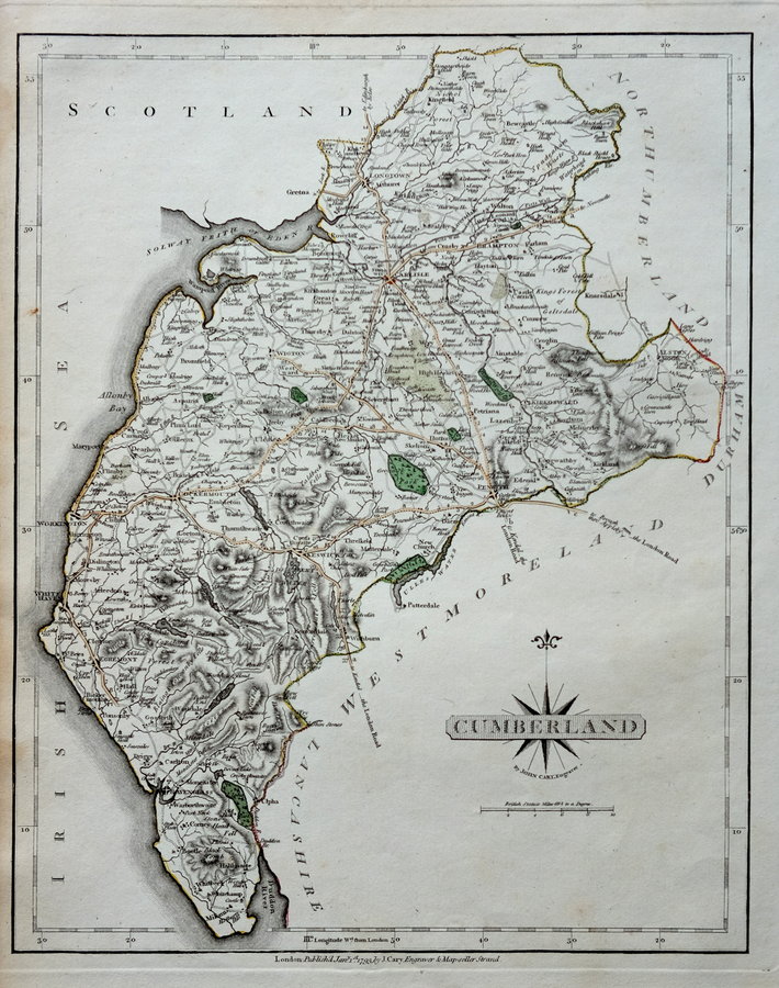 Cumberland Antique Maps, Old Maps of Cumberland, Vintage Maps of ...