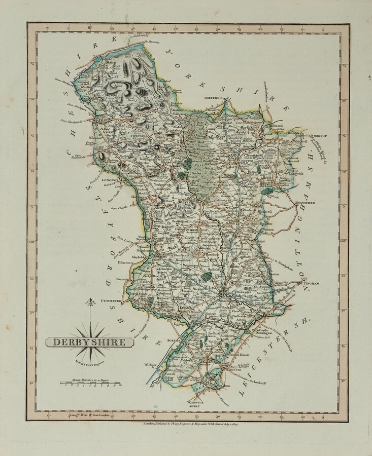 Derbyshire Antique Maps, Old Maps of Derbyshire, Vintage Maps of ...