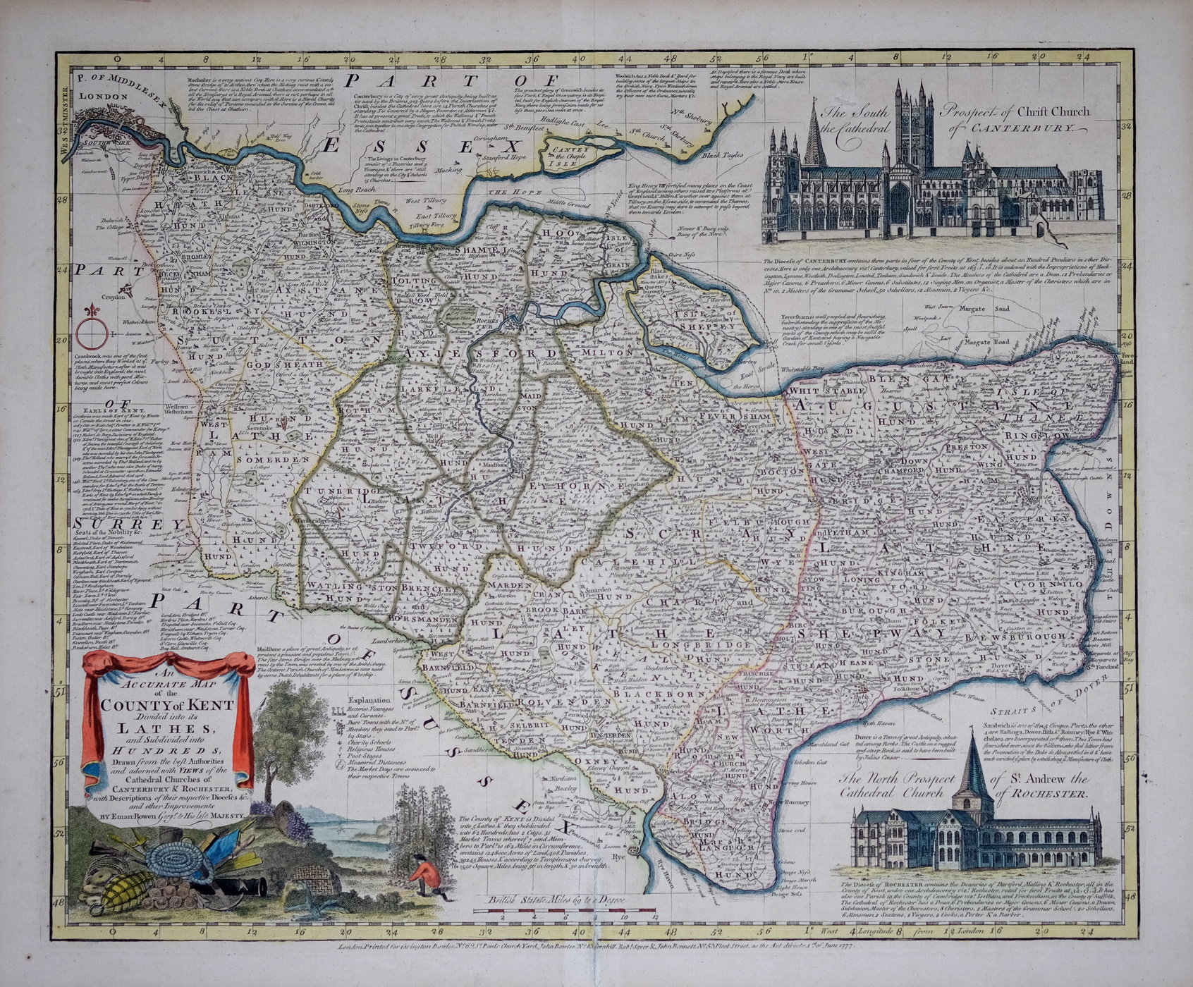 Kent Antique Maps, Old Maps of Kent, Vintage Maps of Kent, UK