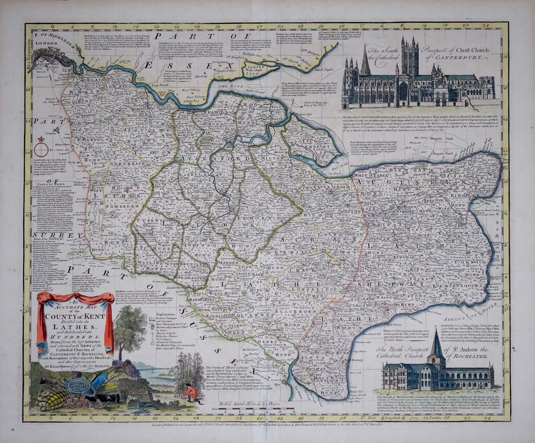Kent Antique Maps, Old Maps of Kent, Vintage Maps of Kent, UK
