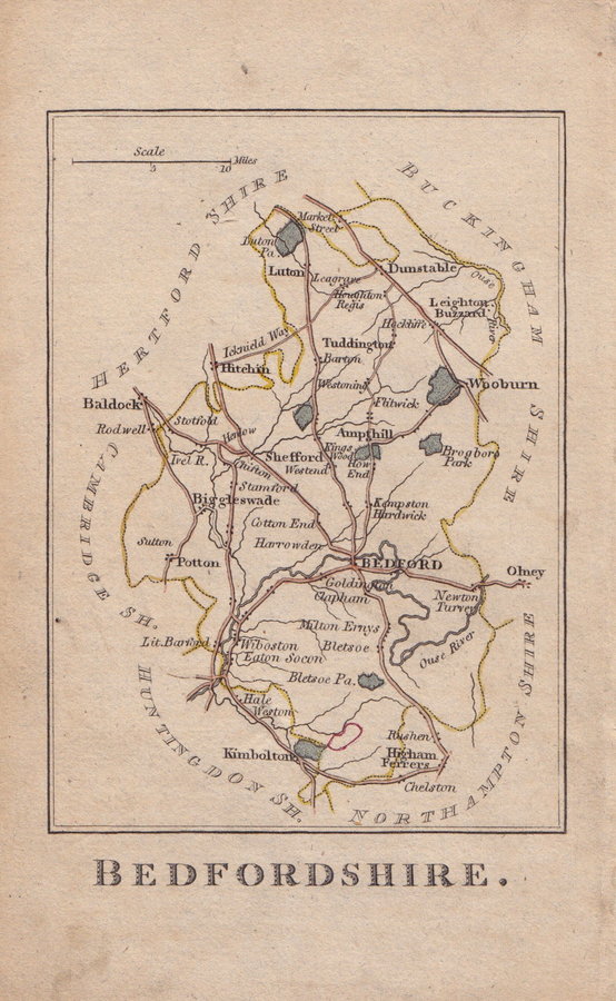 Bedfordshire Antique Maps, Old Maps of Bedfordshire, Vintage Maps of ...