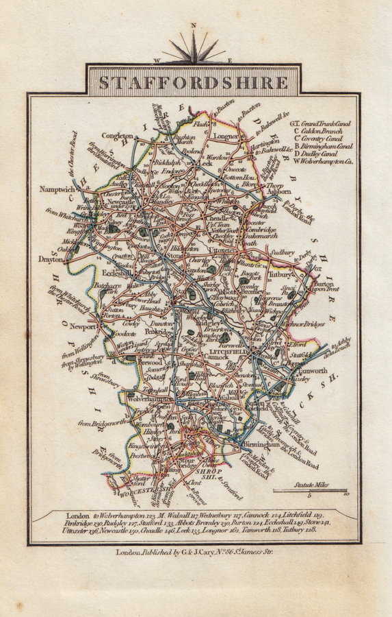 Staffordshire Antique Maps, Old Maps of Staffordshire, Vintage Maps of ...