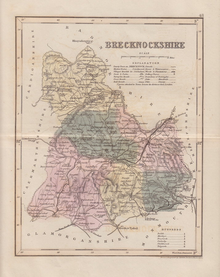 Antique Maps of Brecknock or Brecknockshire, now part of Powys.