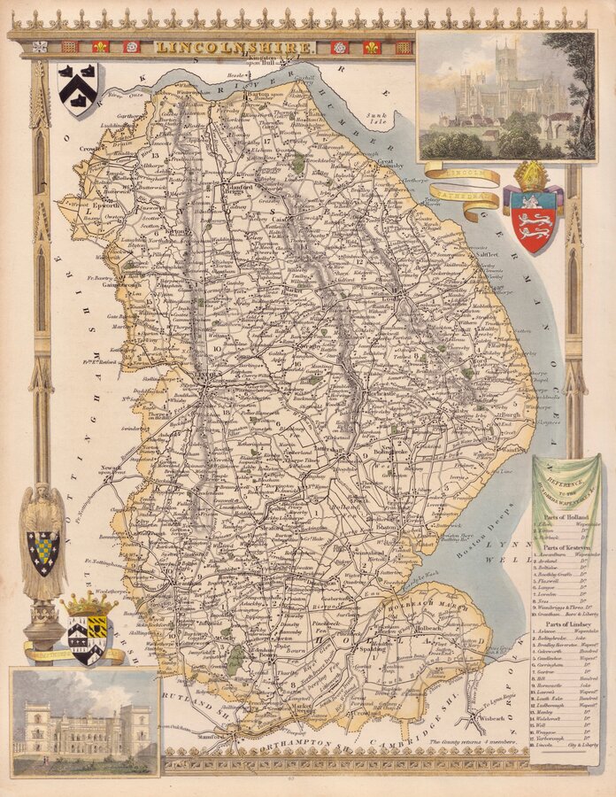 Lincolnshire Antique Maps, Old Maps of Lincolnshire, Vintage Maps of ...
