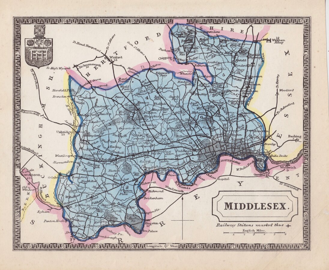 Middlesex Antique Maps, Old Maps of Middlesex, Vintage Maps of ...