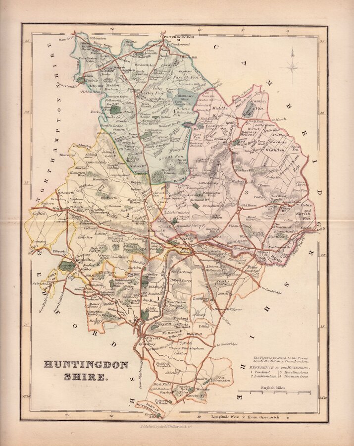 Huntingdonshire Antique Maps, Old Maps of Huntingdonshire, Vintage Maps ...
