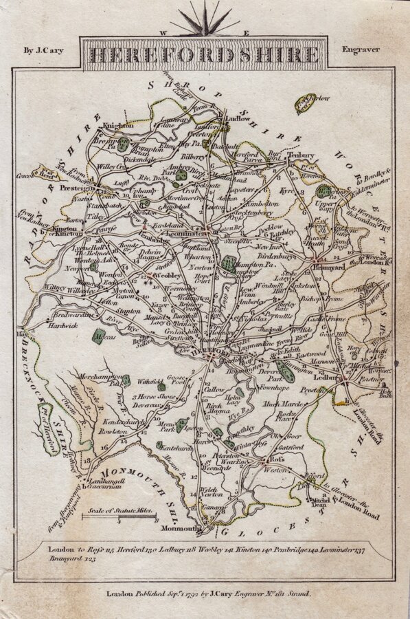 Herefordshire Antique Maps, Old Maps of Herefordshire, Vintage Maps of ...