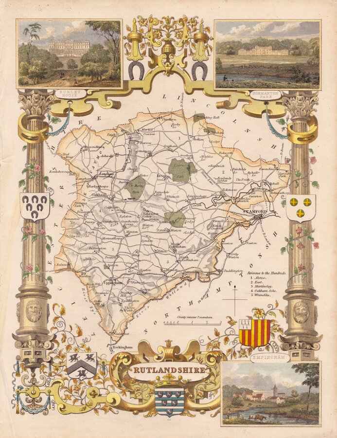 Rutland Antique Maps, Old Maps of Rutland, Vintage Maps of Rutland, UK