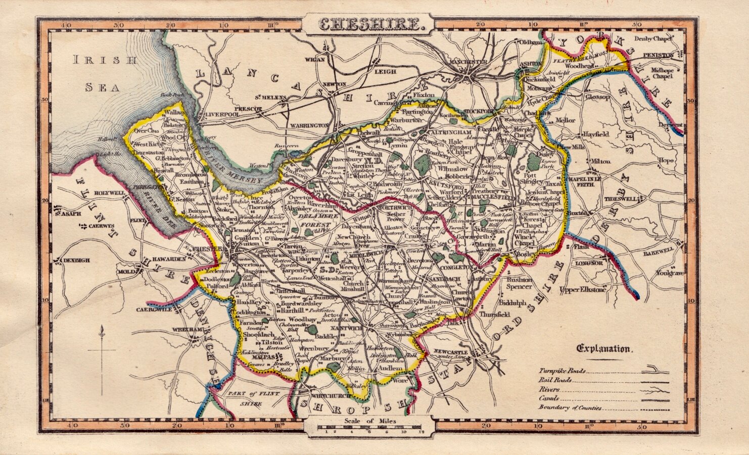 Cheshire Antique Maps, Old Maps of Cheshire, Vintage Maps of Cheshire, UK