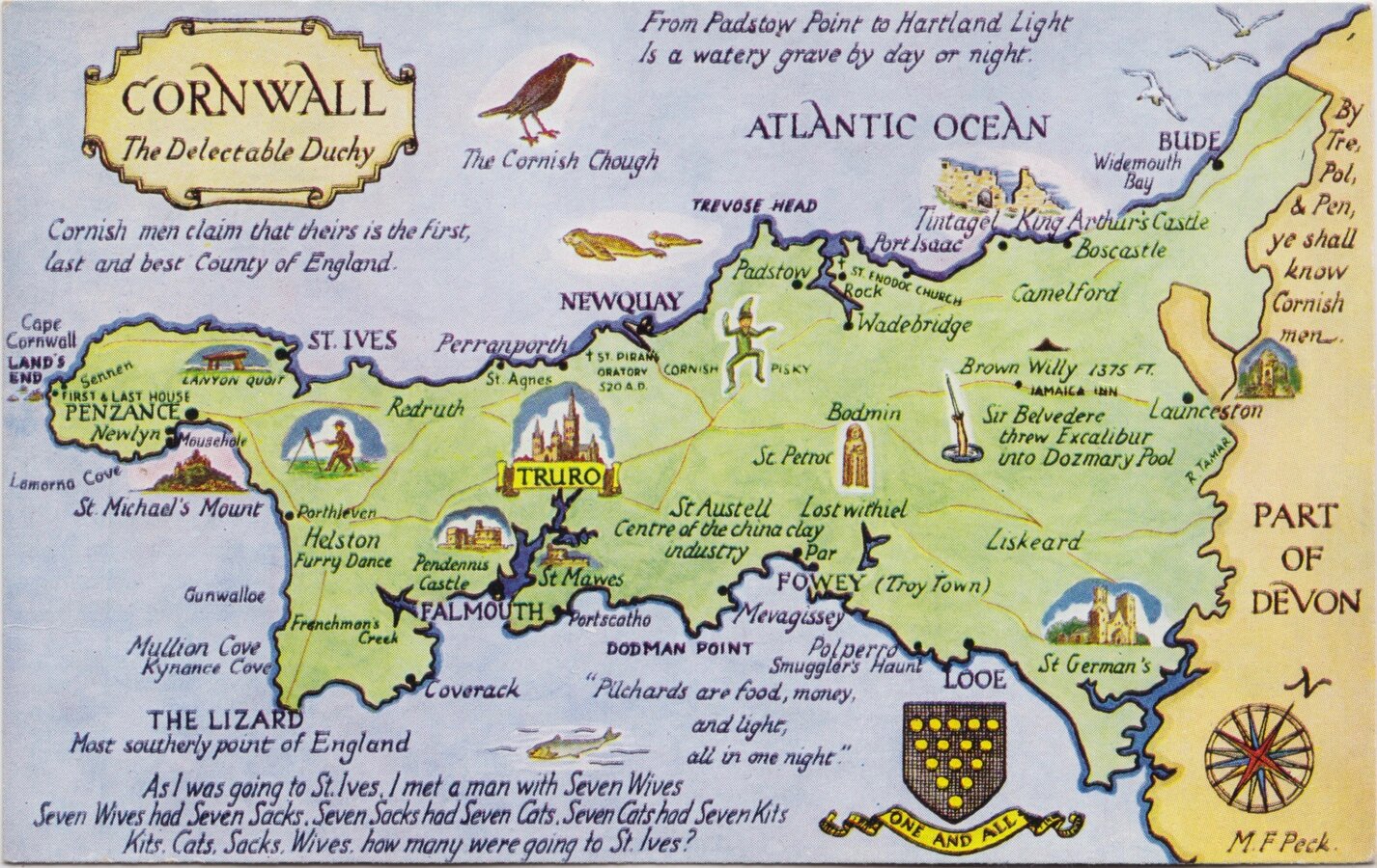 Cornwall Antique Maps, Old Maps of Cornwall, Vintage Maps of Cornwall, UK