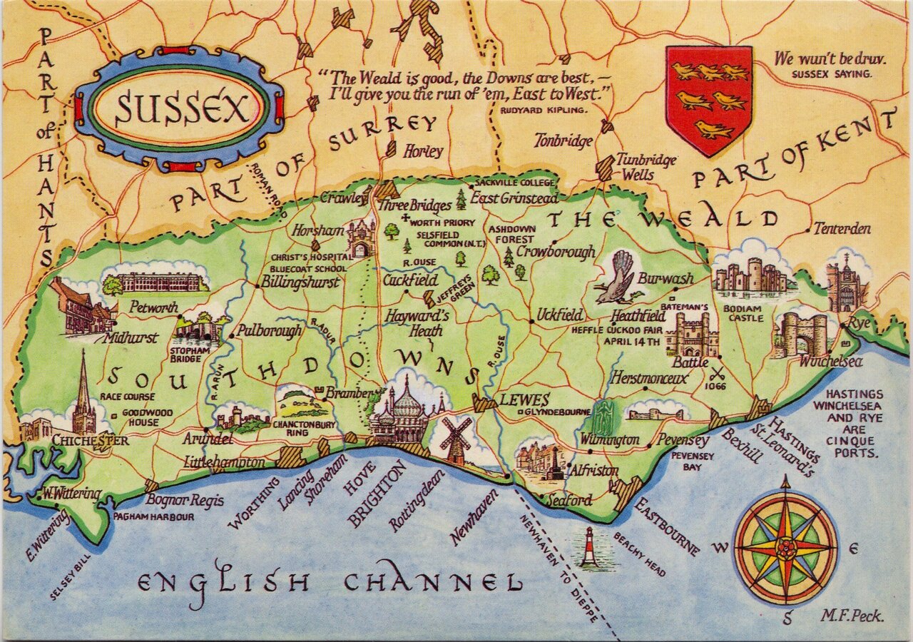 Sussex Antique Maps Old Maps Of Sussex Vintage Maps Of Sussex Uk