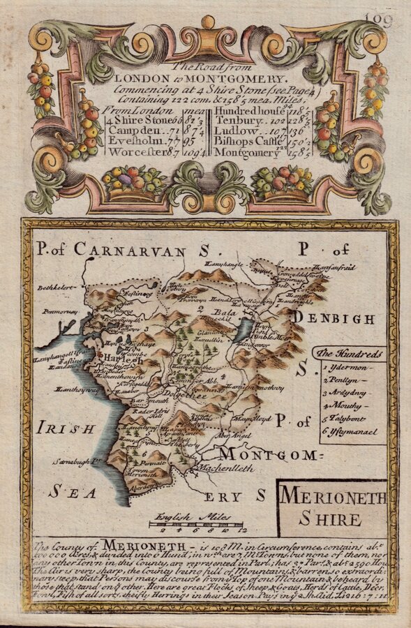 Maps of Merioneth now part of Snowdonia / Gwynedd
