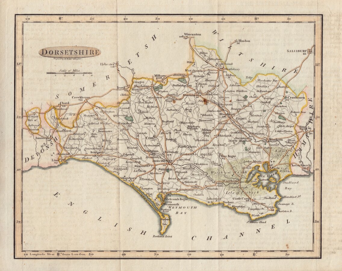 Dorset Antique Maps, Old Maps of Dorset, Vintage Maps of Dorset, UK