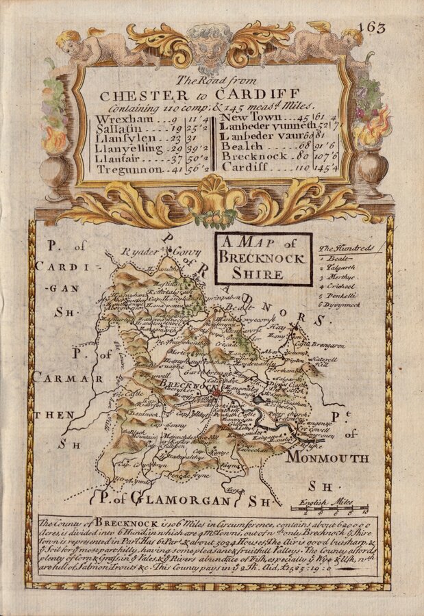 Antique Maps of Brecknock or Brecknockshire, now part of Powys.