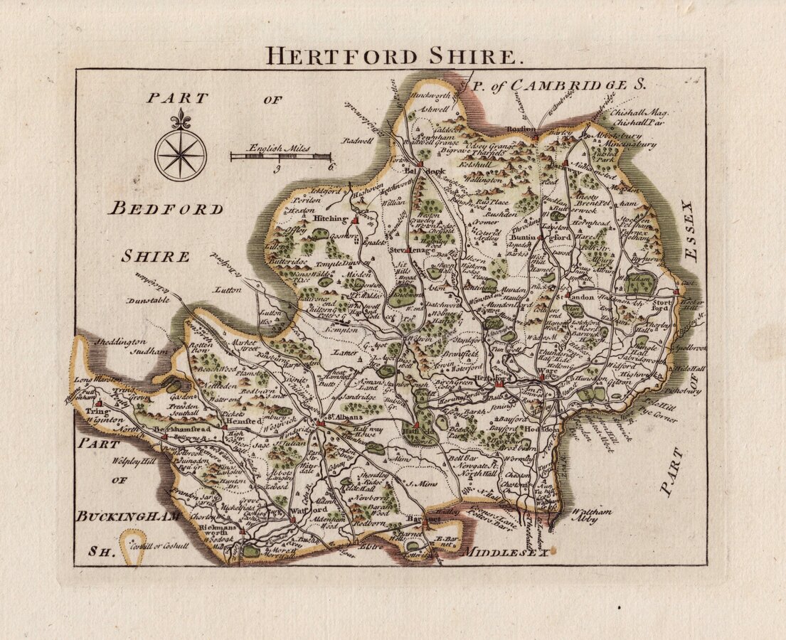 Hertfordshire Antique Maps, Old Maps of Hertfordshire, Vintage Maps of ...